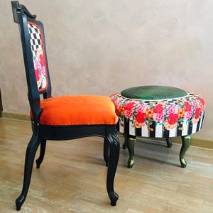 Floral Boho Accent Chair: Vintage Orange Side Chair - Etsy