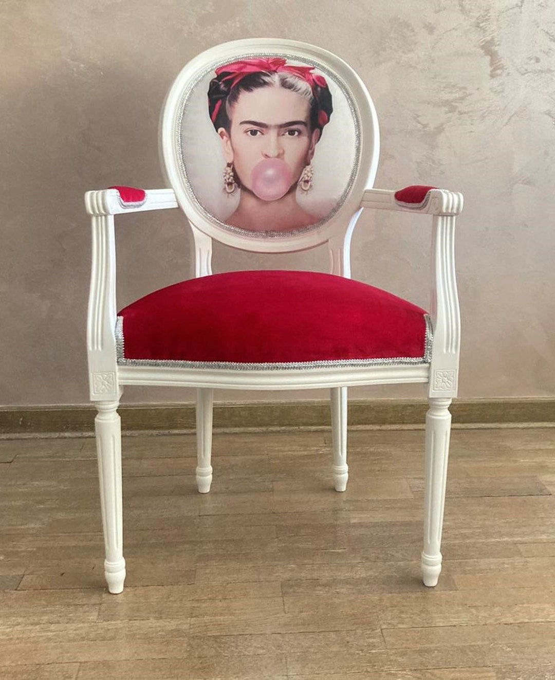 SOLD! Louis XVI Style Frida Kahlo Fuchsia Velvet Armchair. Vintage ...