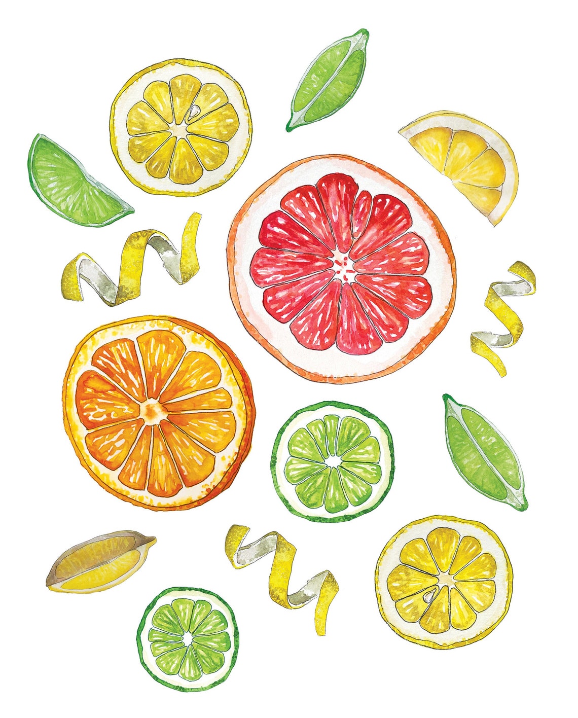 Watercolor Citrus 8x10 Art Print - Etsy