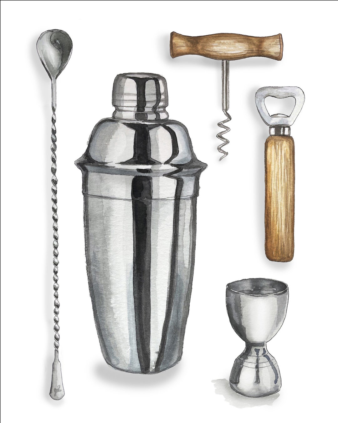 Watercolor Barware 8x10 Art Print - Etsy