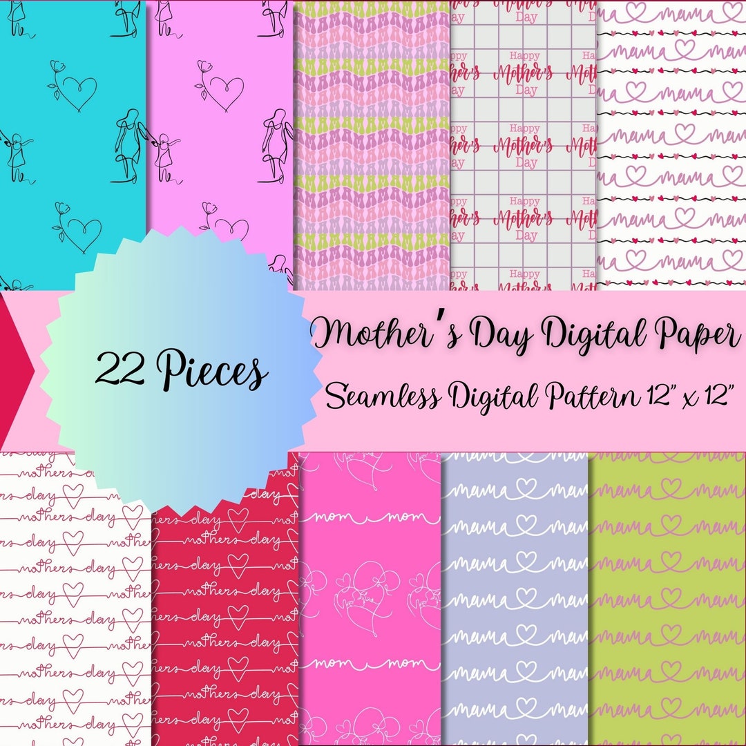 Mother's Day Digital Paper, Mother's Day Digital Print, Mom Digital ...