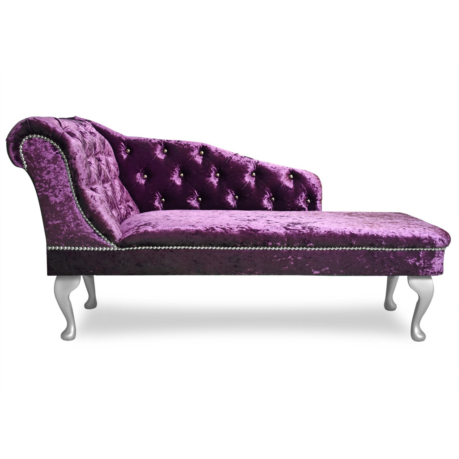 Regent Handmade Tufted Purple Crushed Velvet Chaise Lounge | Etsy UK