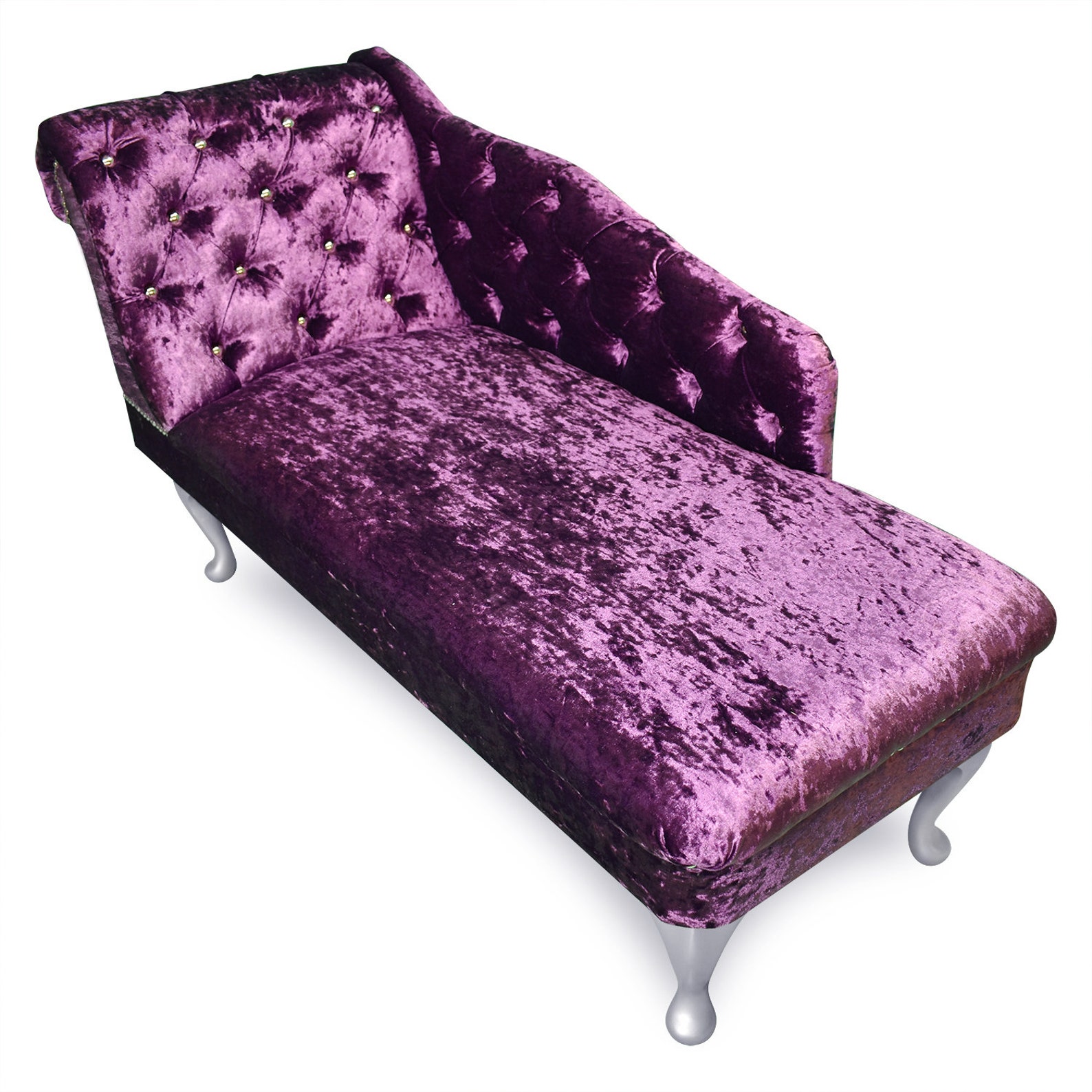 Regent Handmade Tufted Purple Crushed Velvet Chaise Lounge | Etsy UK