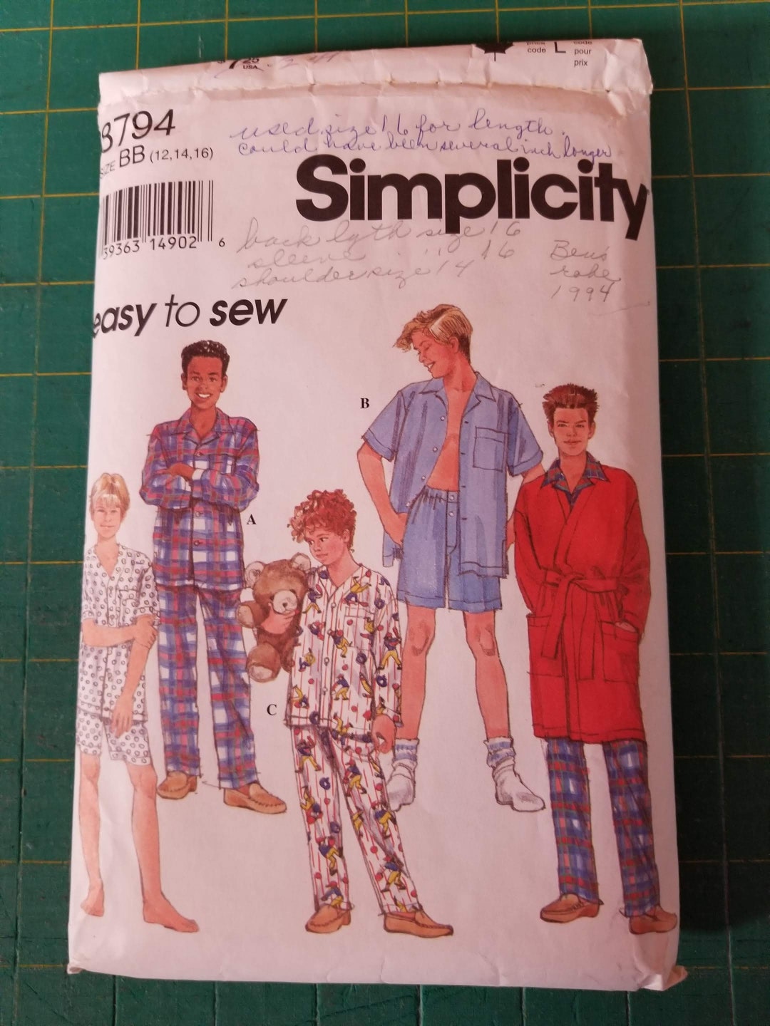 Vintage Simplicity 8794 Boys Robe and Pajama Sewing Pattern Number 8794 ...