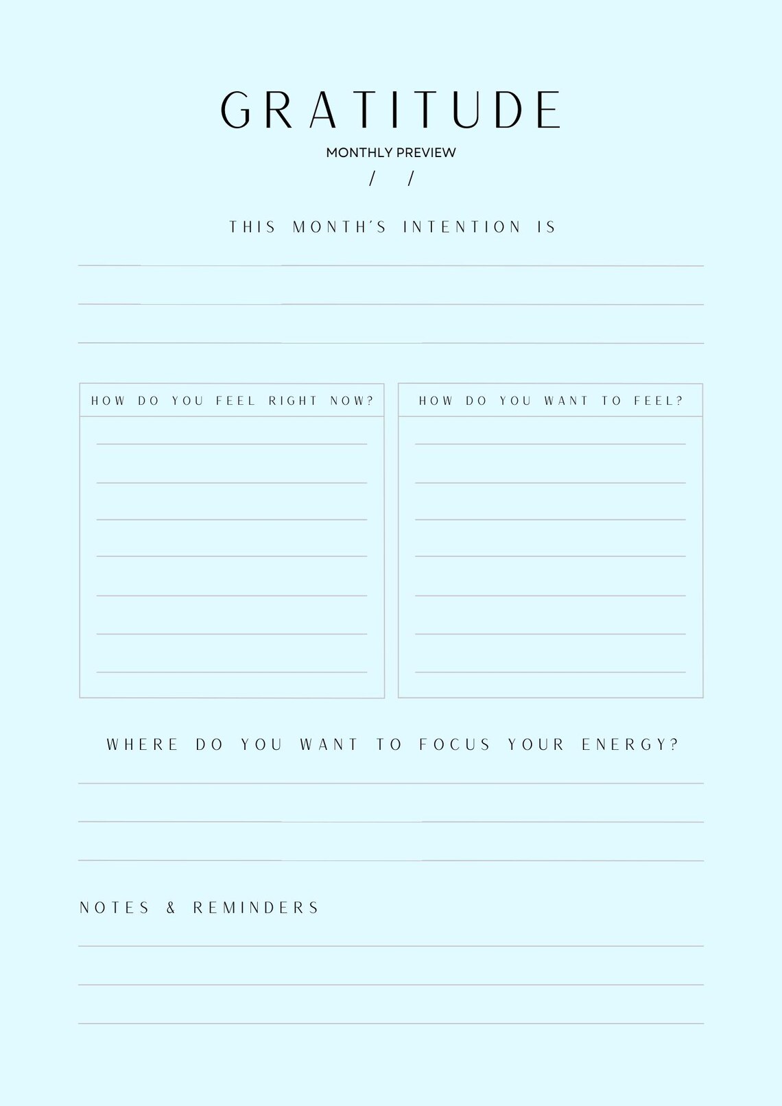 Mindfulness Gratitude Printable Journal Daily & Monthly Reflection PDF ...
