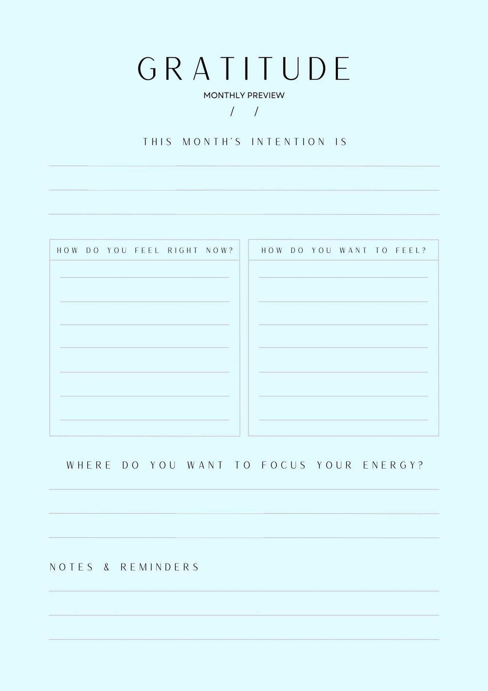 Mindfulness Gratitude Printable Journal Daily & Monthly Reflection PDF ...