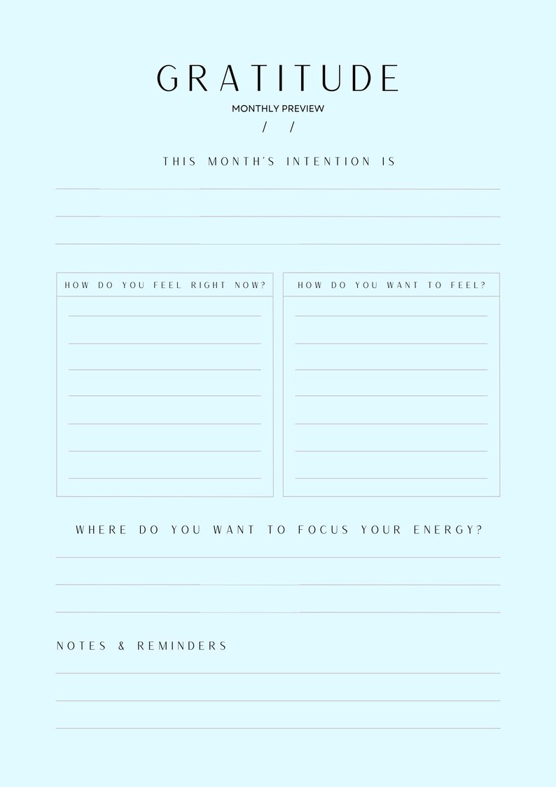 Mindfulness Gratitude Printable Journal Daily & Monthly Reflection PDF ...