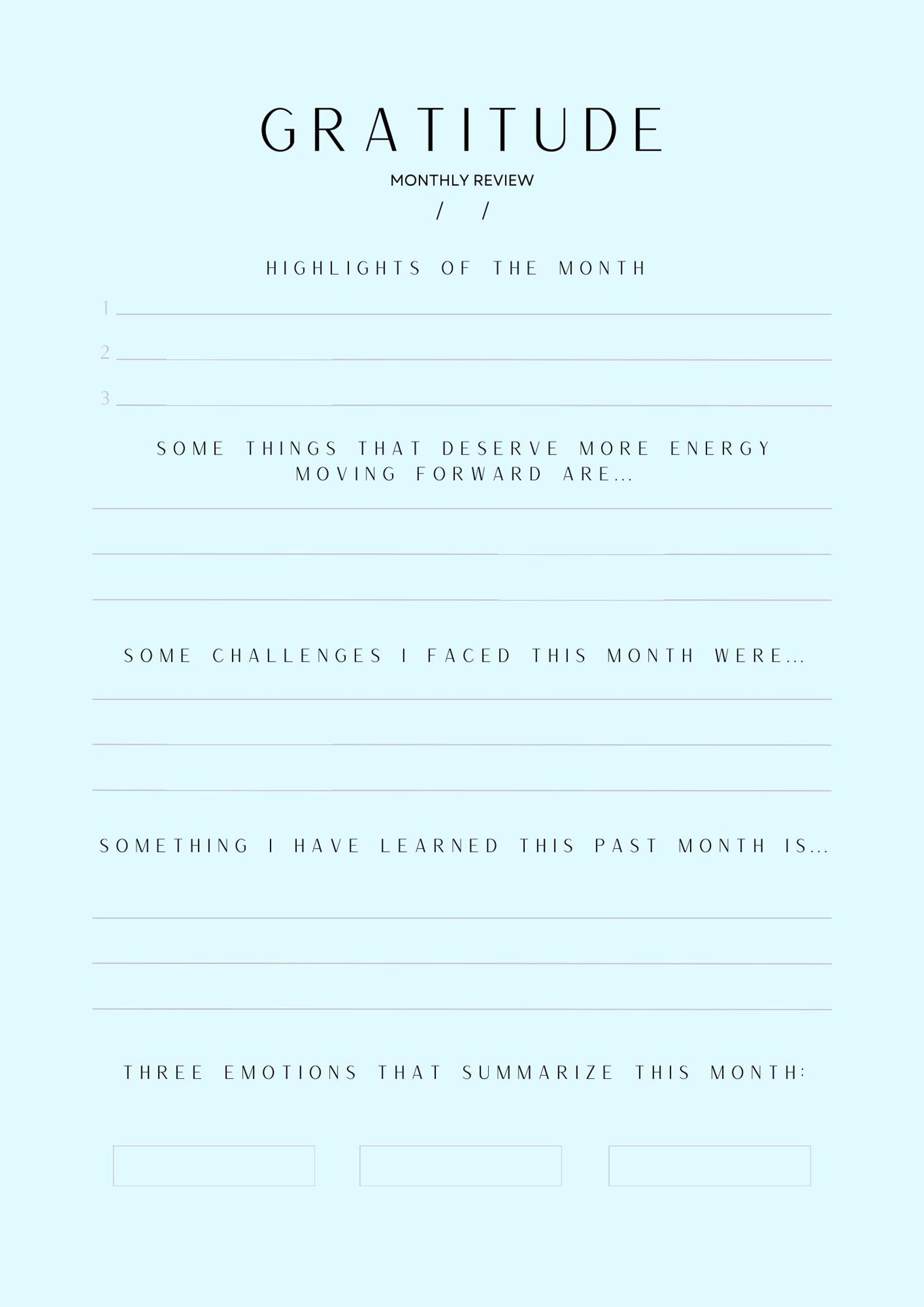 Mindfulness Gratitude Printable Journal Daily & Monthly Reflection PDF ...