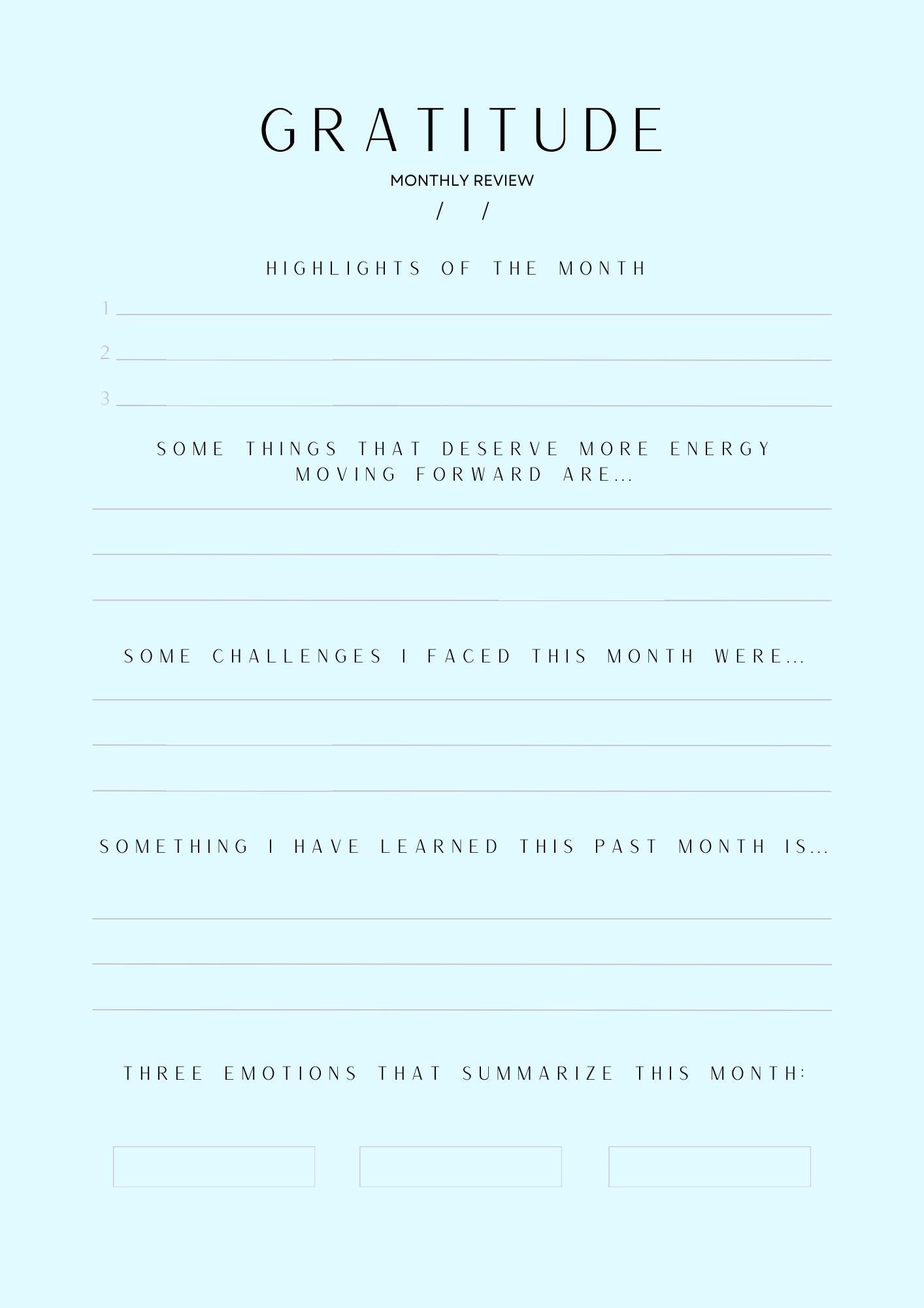 Mindfulness Gratitude Printable Journal Daily & Monthly Reflection PDF ...