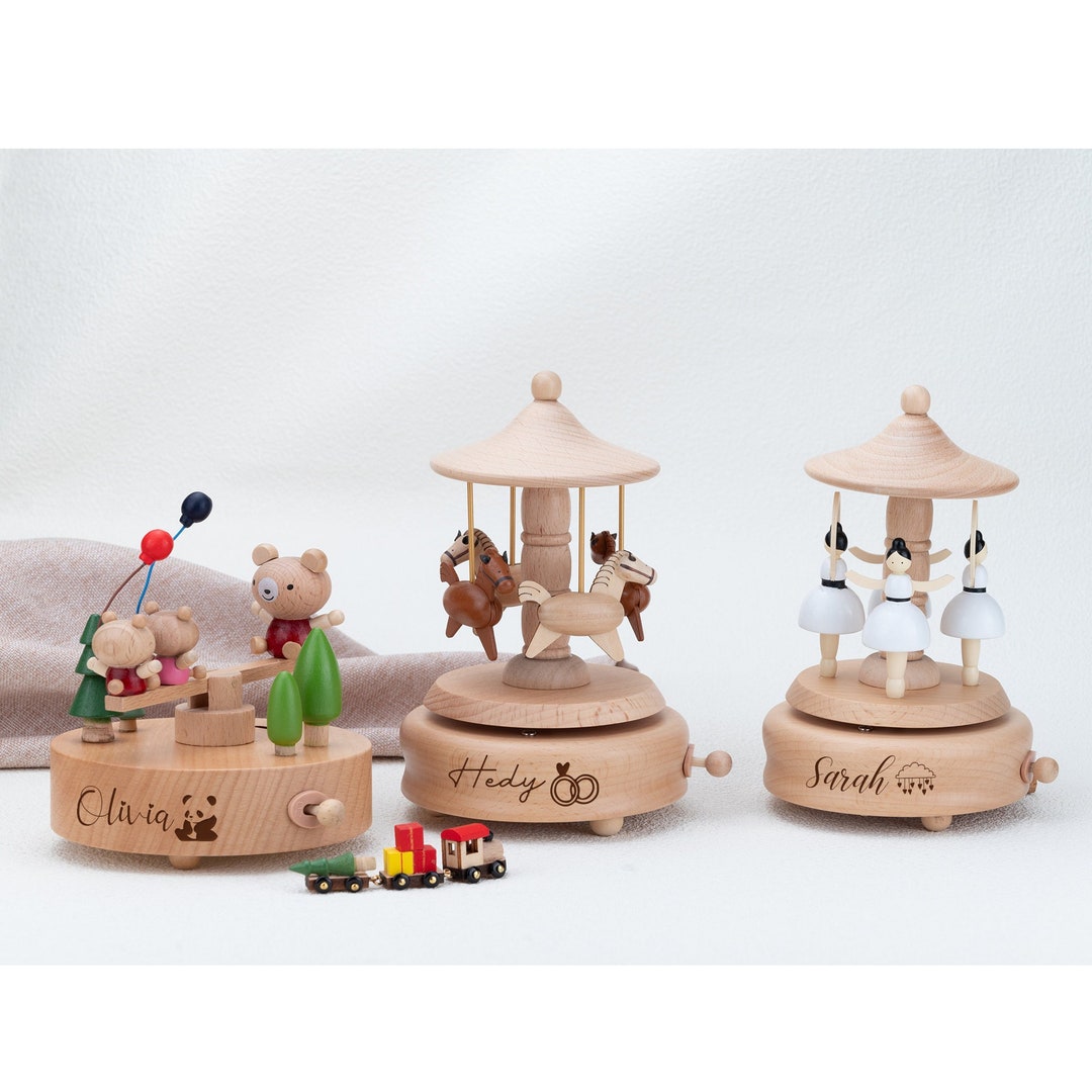 Custom Handmade Wooden Music Box, Carousel Music Box, Personalized ...