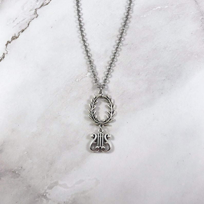 Apollo Necklace Laurel Wreath and Lyre Greek Mythology - Etsy