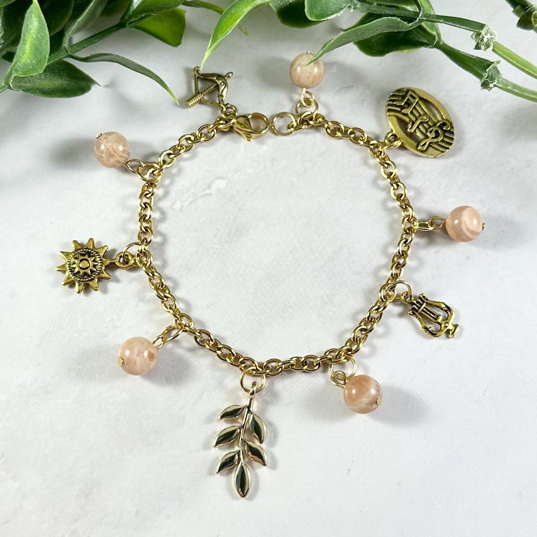 Apollo Charm Bracelet - Gold Tone Version Greek Mythology Jewelry ...