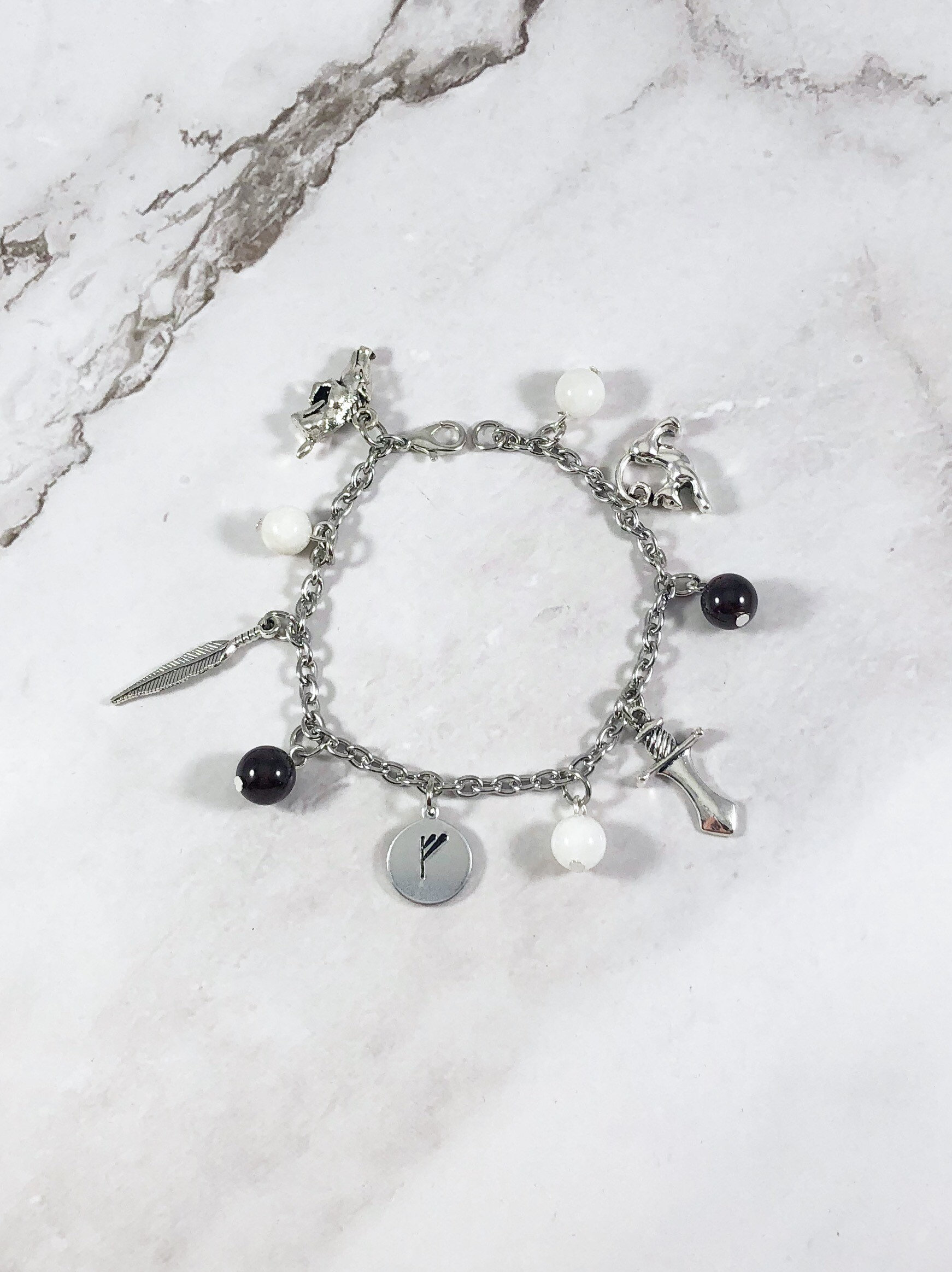 Freyja Charm Bracelet Rune Version Freya Norse Goddess | Etsy