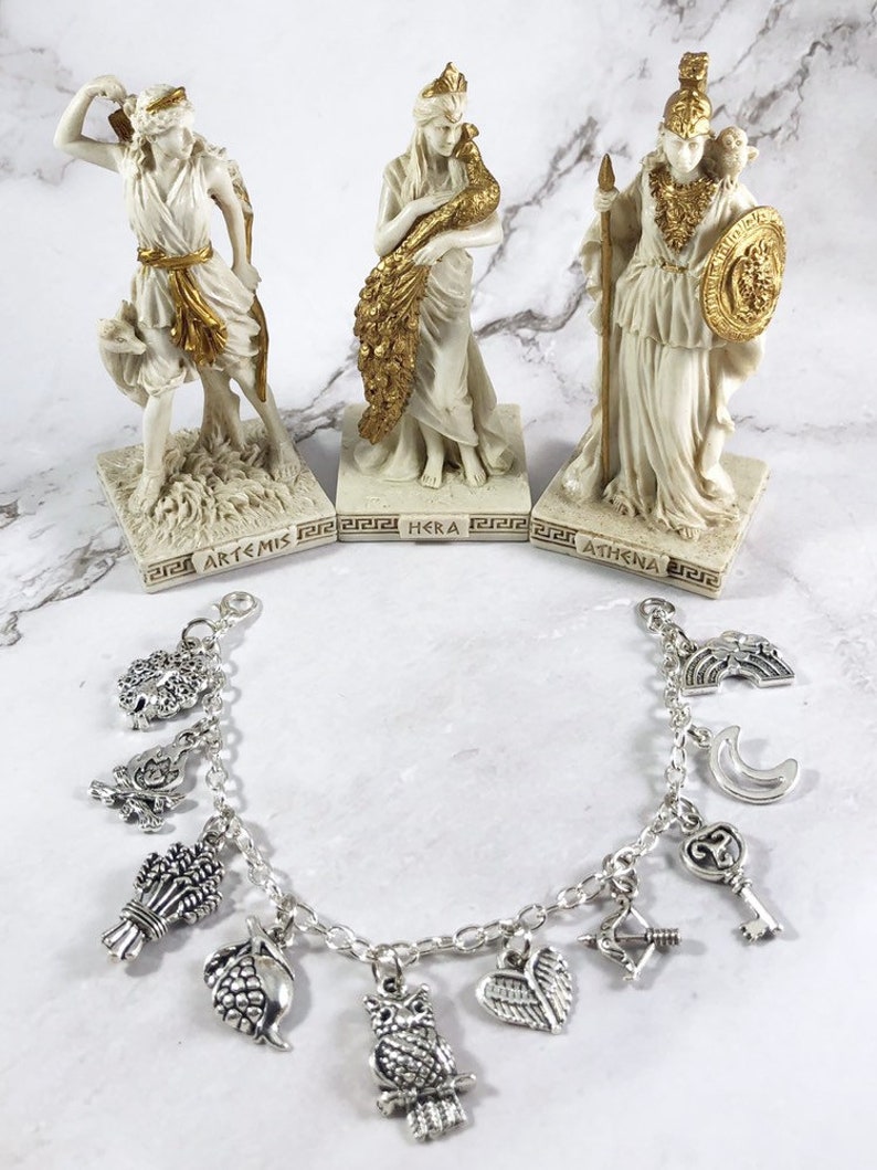 Greek Goddesses Charm Bracelet Mythology Jewelry Olympians - Etsy