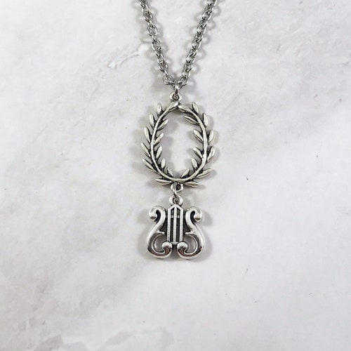 Apollo Necklace Laurel Wreath and Lyre Greek Mythology - Etsy