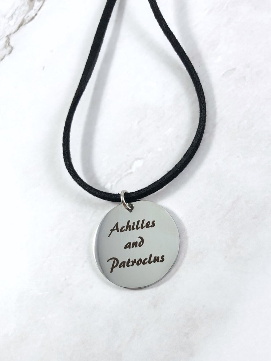 Achilles and Patroclus Necklace, Laser Engraved Charm, Greek Mythology ...