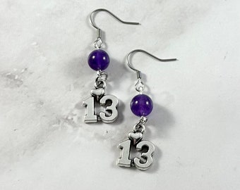 13 Moon Lucky Number Thirteen Earrings - Etsy