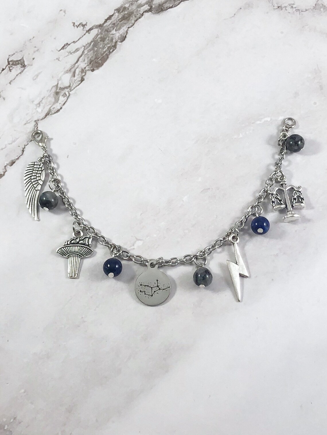 Astraea Charm Bracelet, Astrea, Greek Goddess, Greek Mythology Jewelry ...
