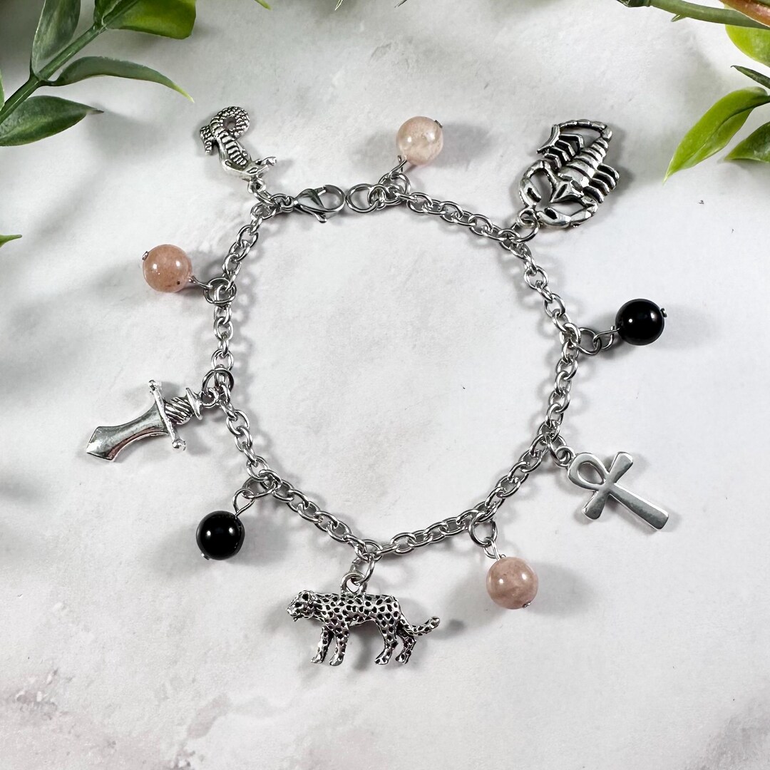Mafdet Charm Bracelet, Egyptian Cheetah Goddess, Mefdet, Maftet - Etsy