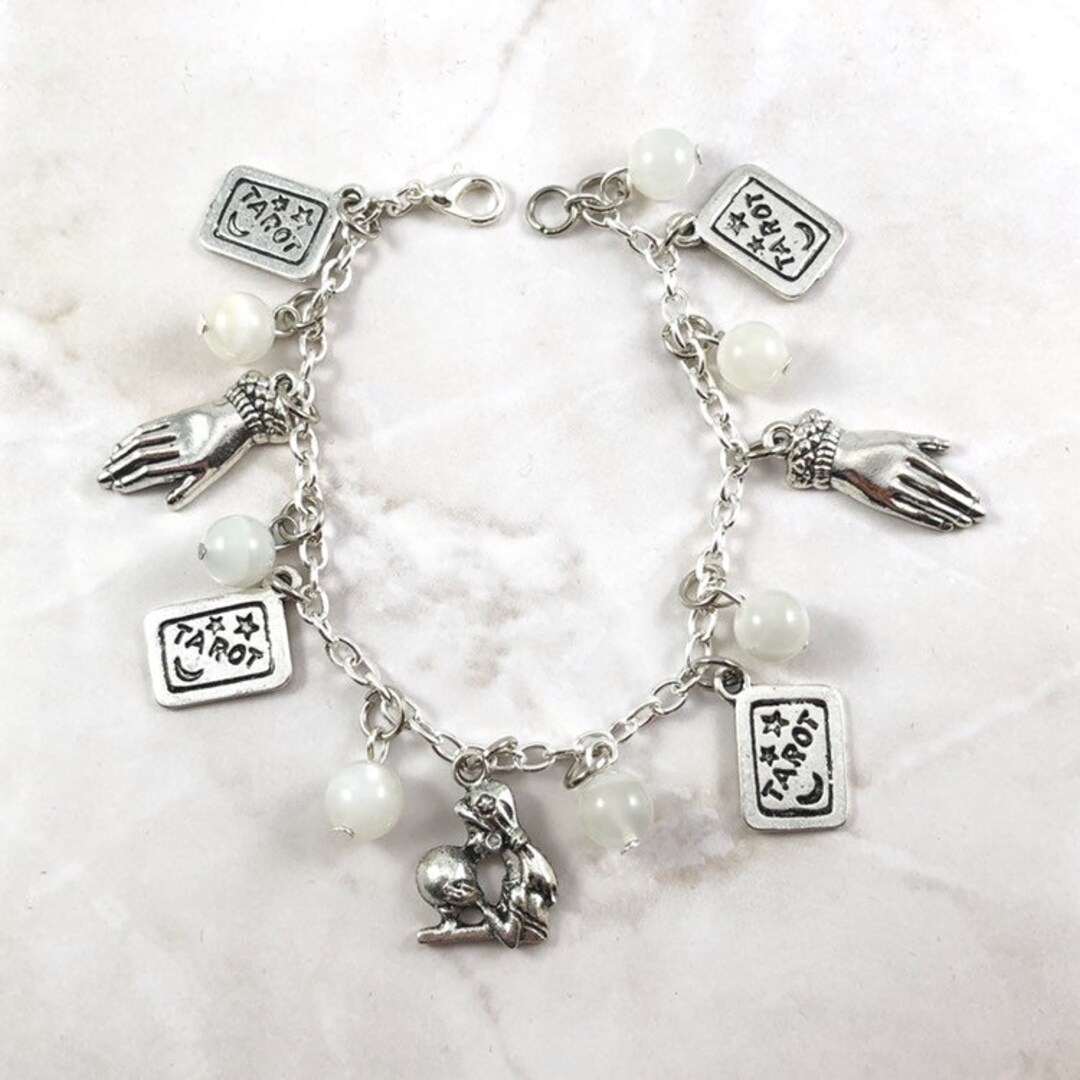 Tarot Charm Bracelet: Mystic Fortune Teller Jewelry With Gemstone Beads ...