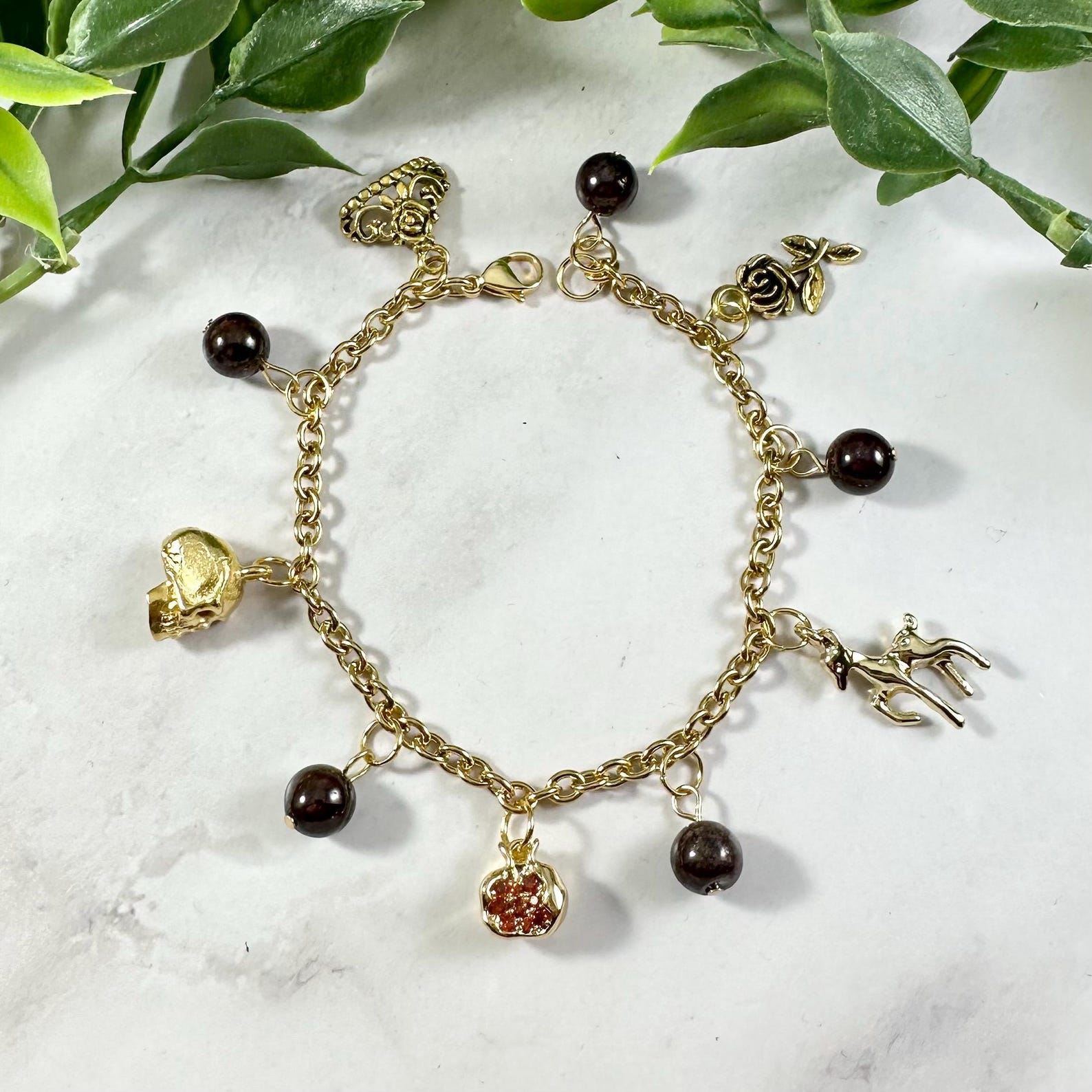 Persephone Charm Bracelet: Gold Tone Greek Mythology Jewelry - Etsy