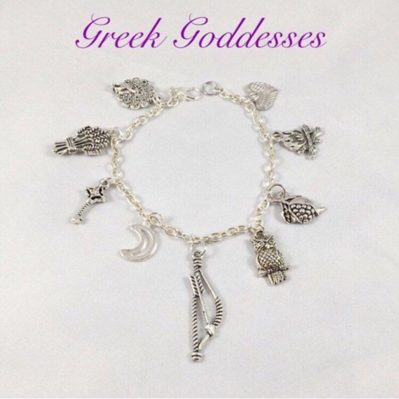Greek Goddesses Charm Bracelet Mythology Jewelry Olympians | Etsy