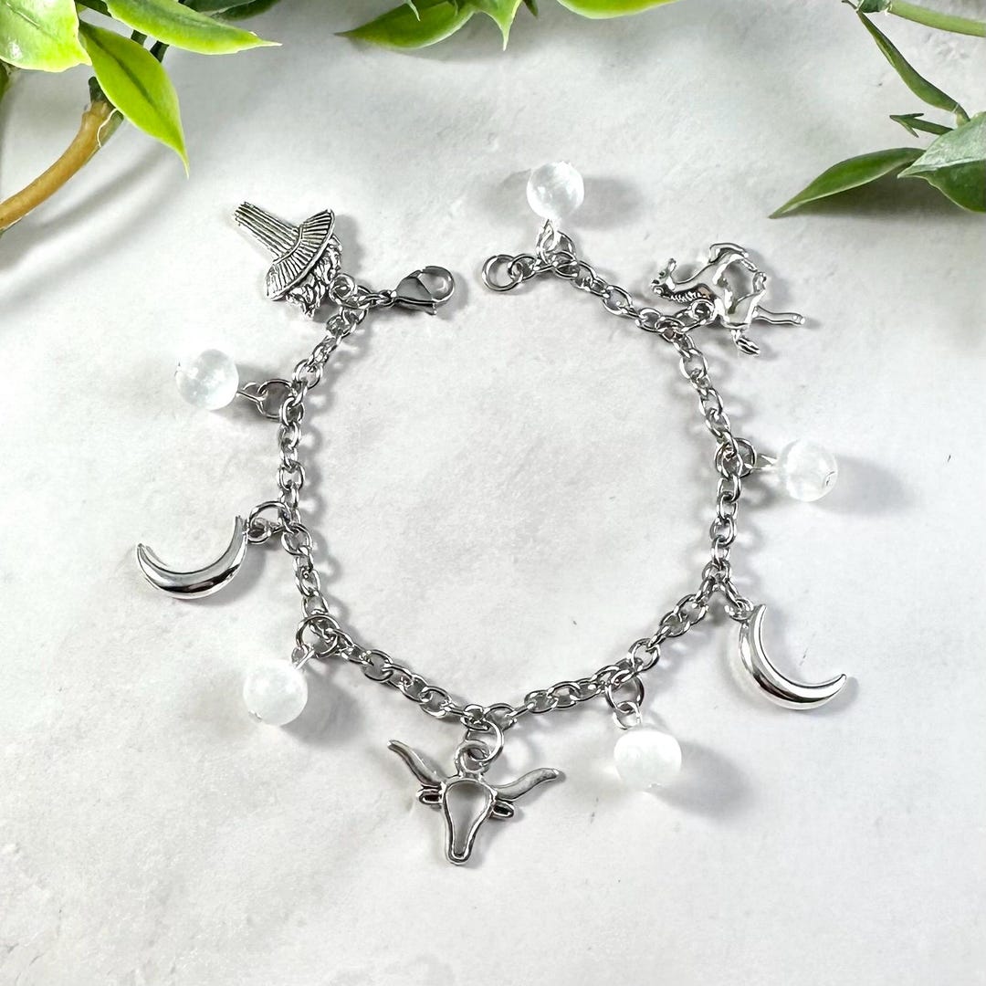 Selene Moon Goddess Charm Bracelet: Greek Mythology Jewelry - Etsy