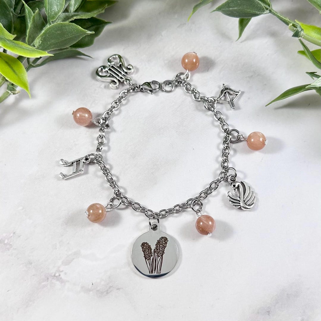Hyacinth and Apollo Charm Bracelet, Hyacinthus, Greek Mythology Jewelry ...