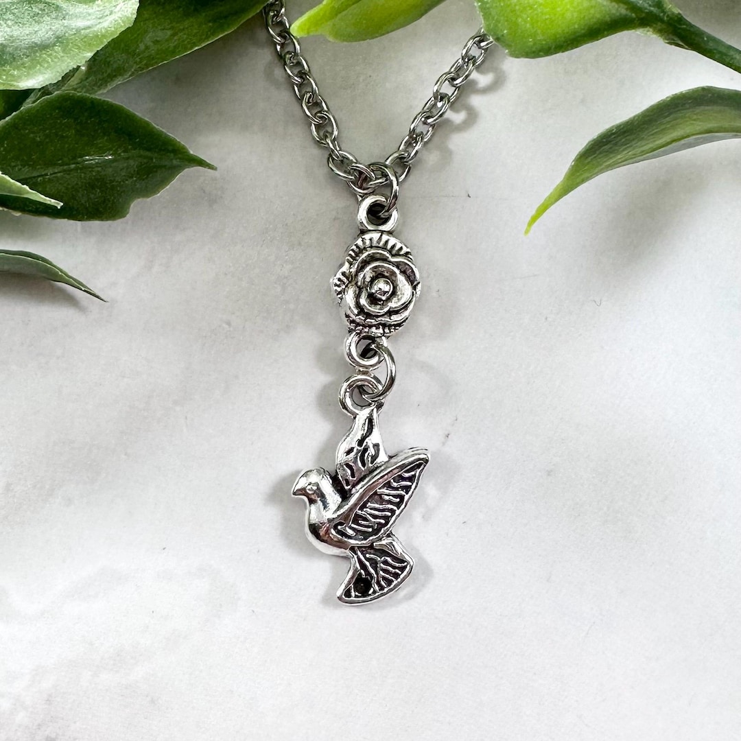 Aphrodite Necklace - Rose and Dove, Symbols of Aphrodite, Greek Goddess ...