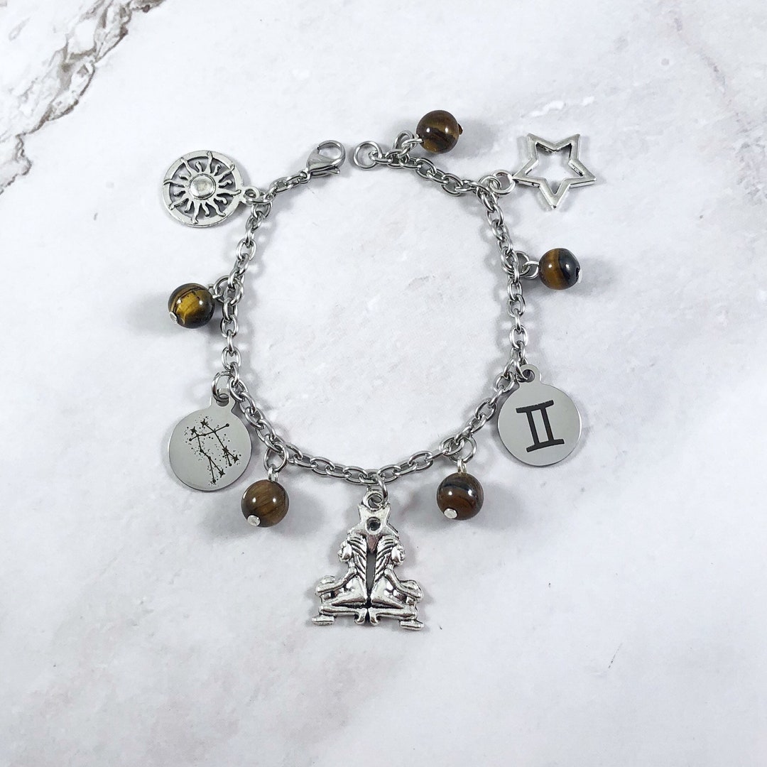 Gemini Charm Bracelet, Zodiac Jewelry, Astrology, Sun Sign, Gift for ...