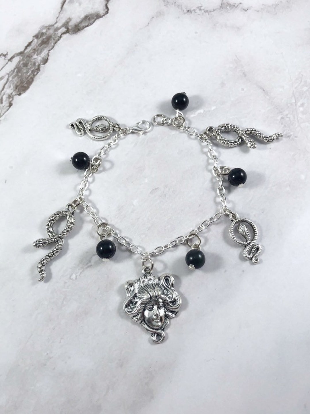 Medusa Charm Bracelet, Greek Mythology Jewelry, Greek Goddess, Gorgon ...