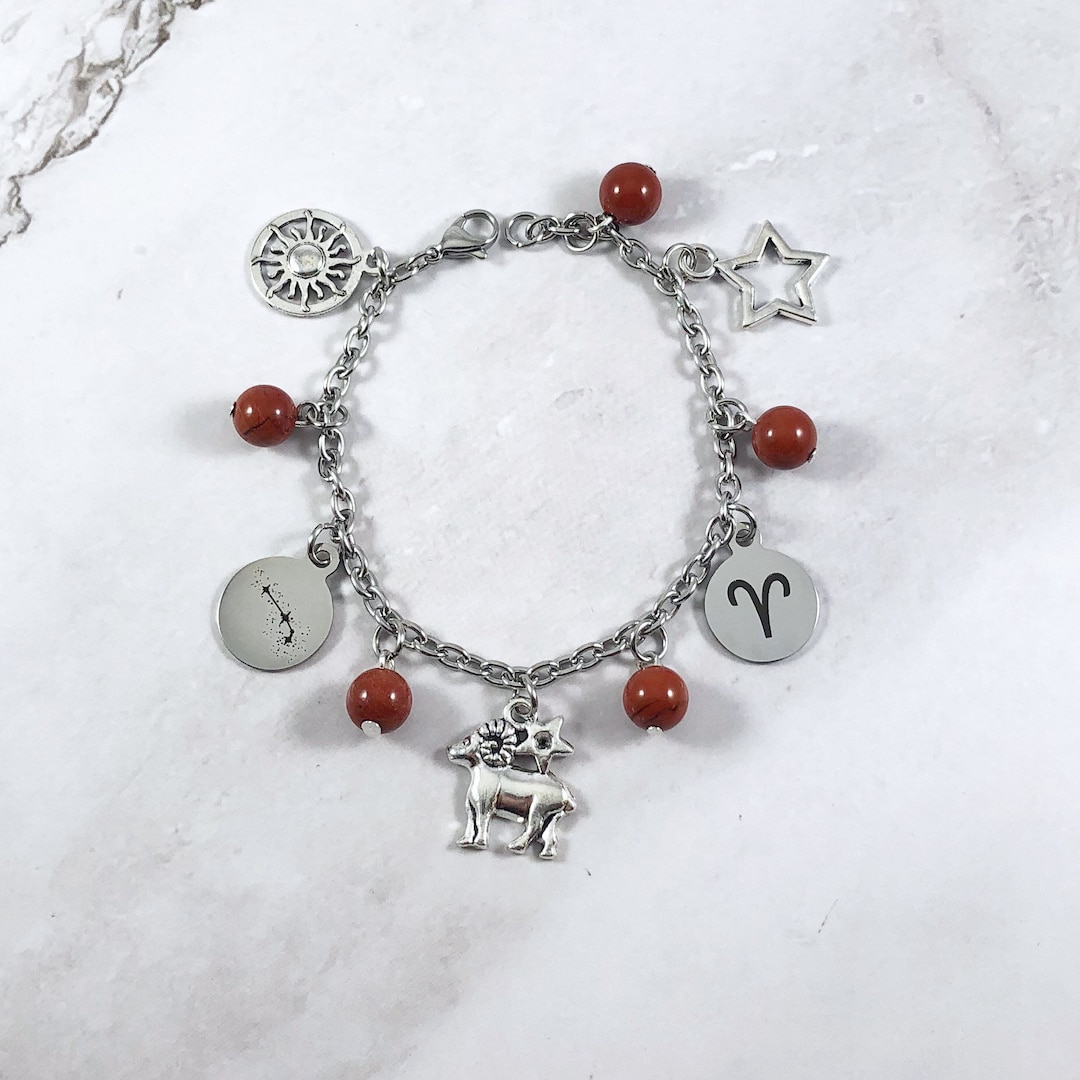 Aries Charm Bracelet, Zodiac Jewelry, Astrology, Sun Sign, Gift for ...