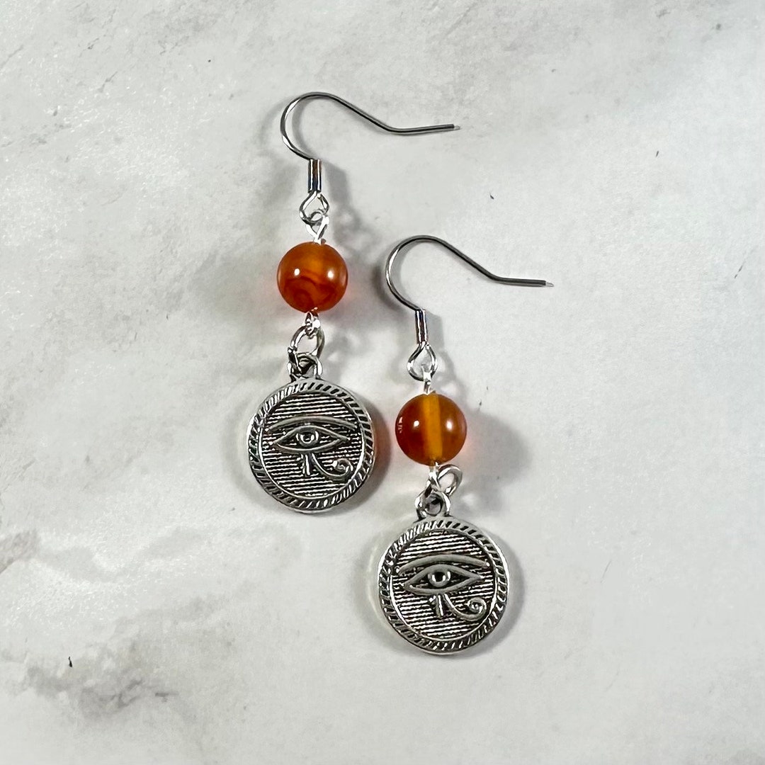 Eye of Horus Earrings With Carnelian - Etsy