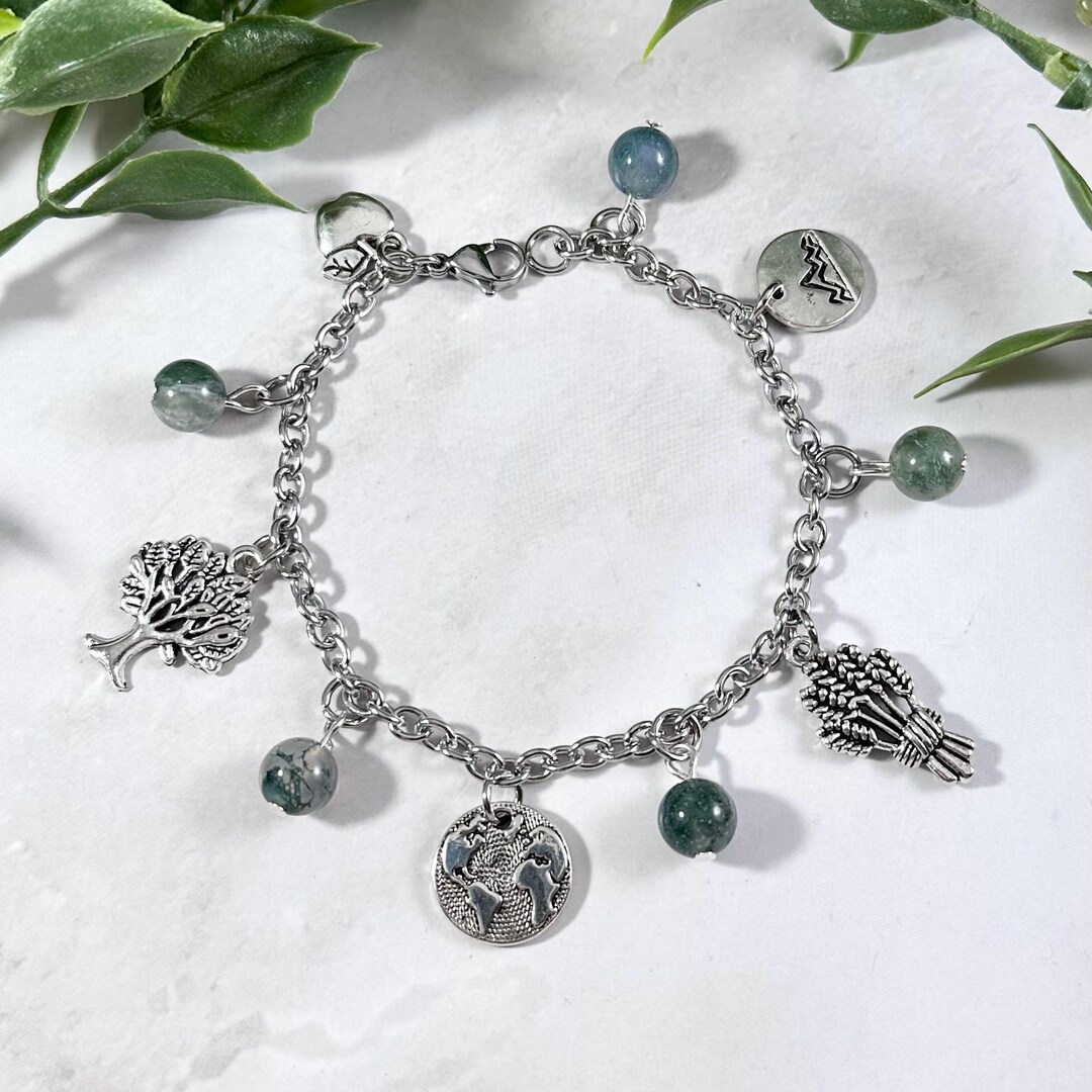 Gaia Charm Bracelet, Greek Goddess, Greek Mythology Jewelry, Mother ...