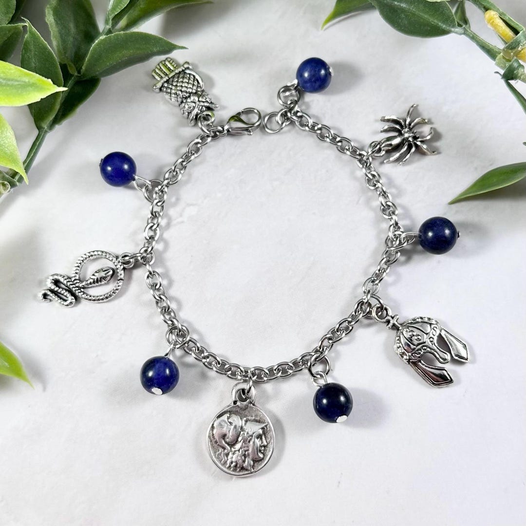 Athena Charm Bracelet, Greek Goddess of Wisdom, Greek Mythology Jewelry ...