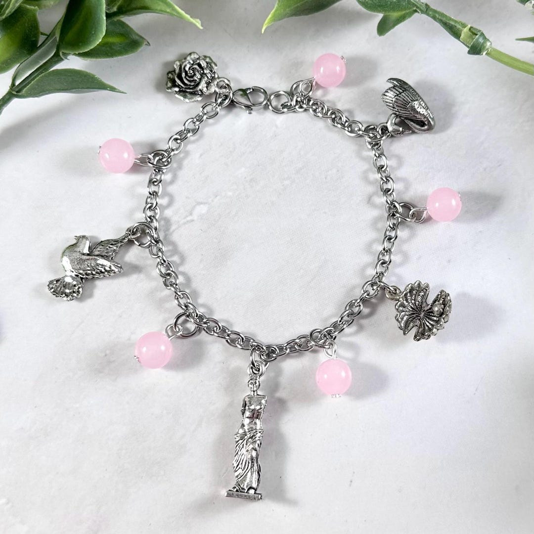 Aphrodite Charm Bracelet With Sterling Silver Plated Charms - Etsy