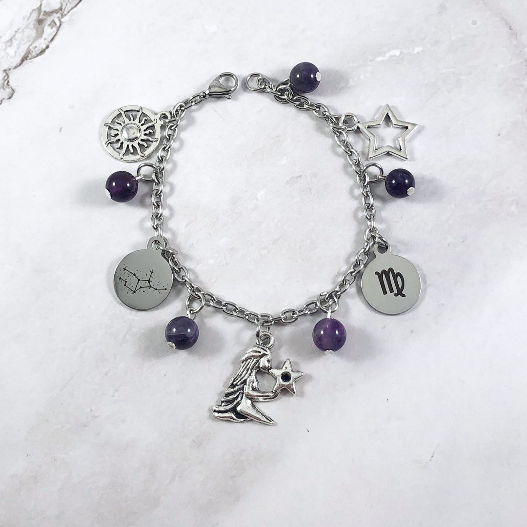 Virgo Charm Bracelet, Zodiac Jewelry, Astrology, Sun Sign, Gift for ...