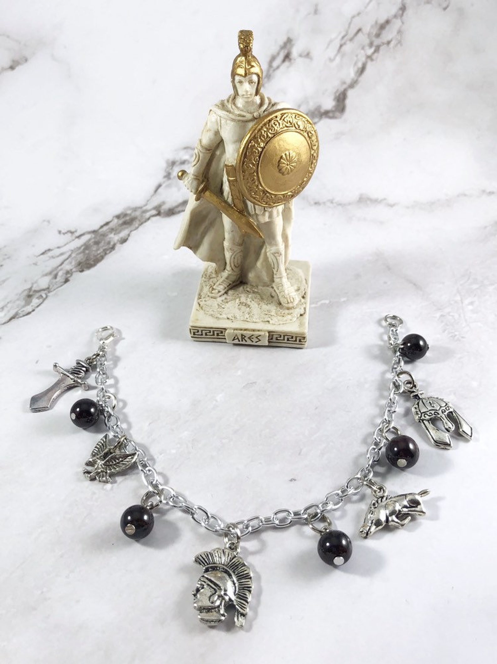 Ares Charm Bracelet Greek Mytholgy Jewelry Greek Gods - Etsy
