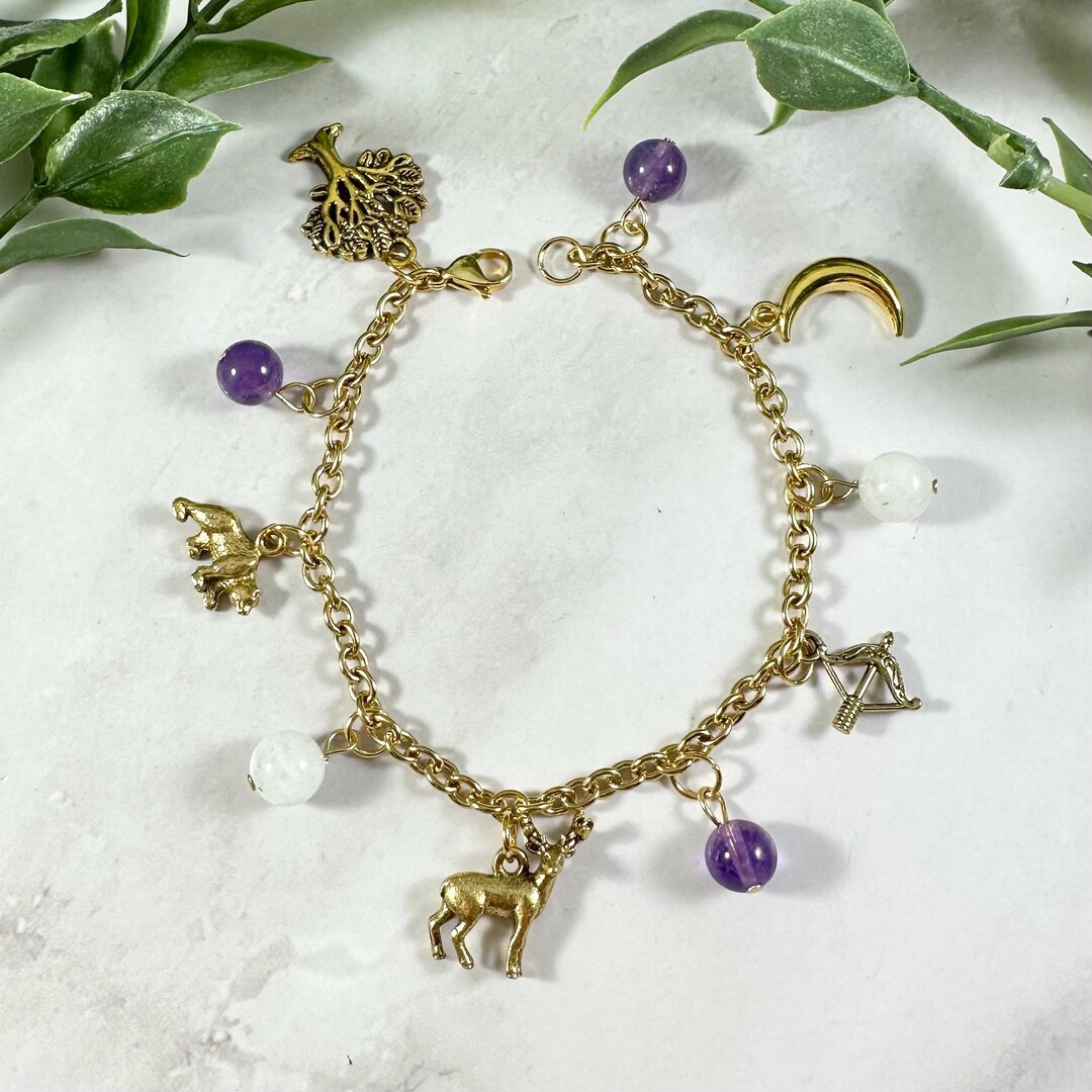 Artemis Charm Bracelet - Gold Tone Version, Greek Mythlogy Jewelry ...