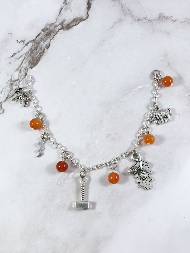 Thor Charm Bracelet Norse God Norse Mythology Jewelry Norse | Etsy