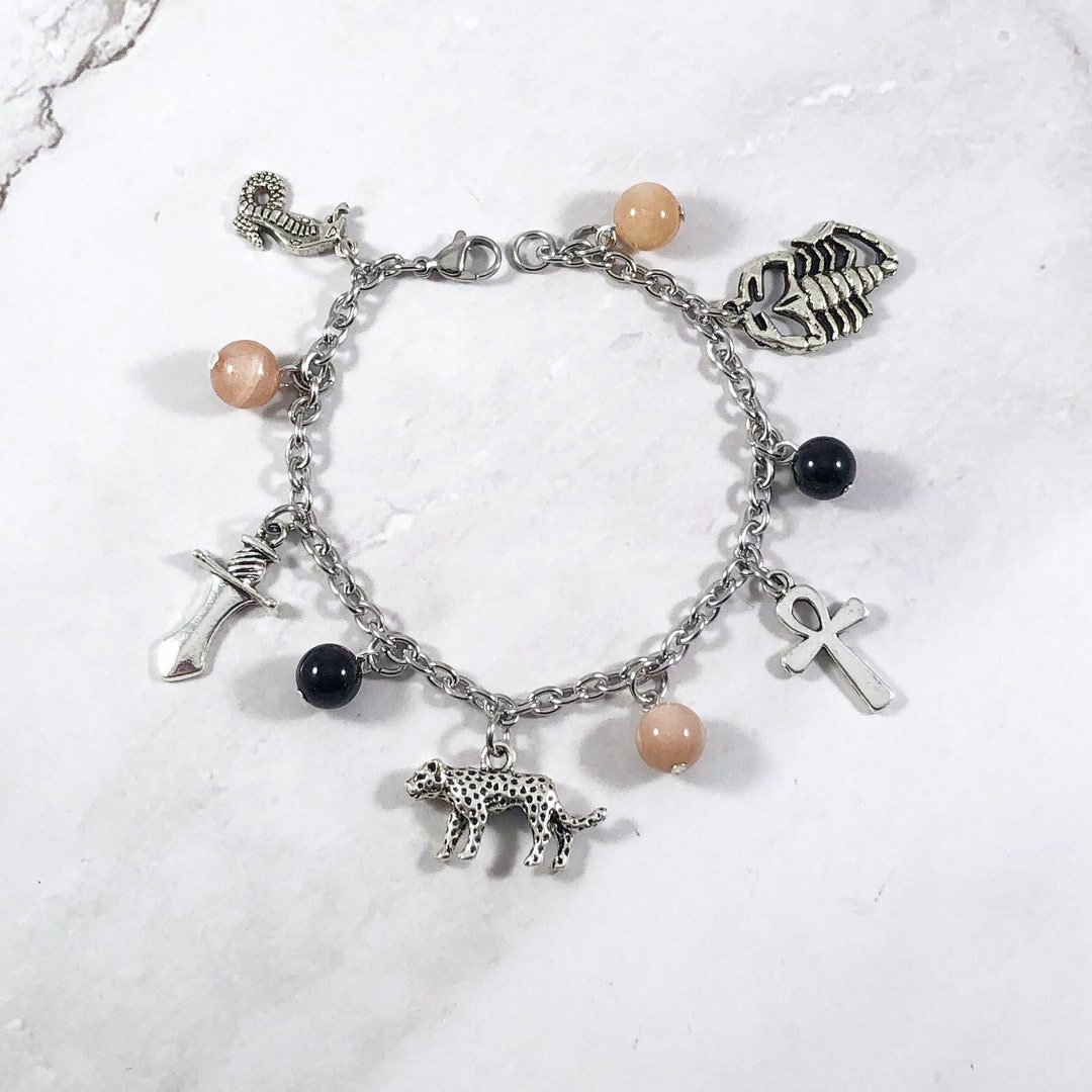 Mafdet Charm Bracelet, Egyptian Cheetah Goddess, Mefdet, Maftet - Etsy