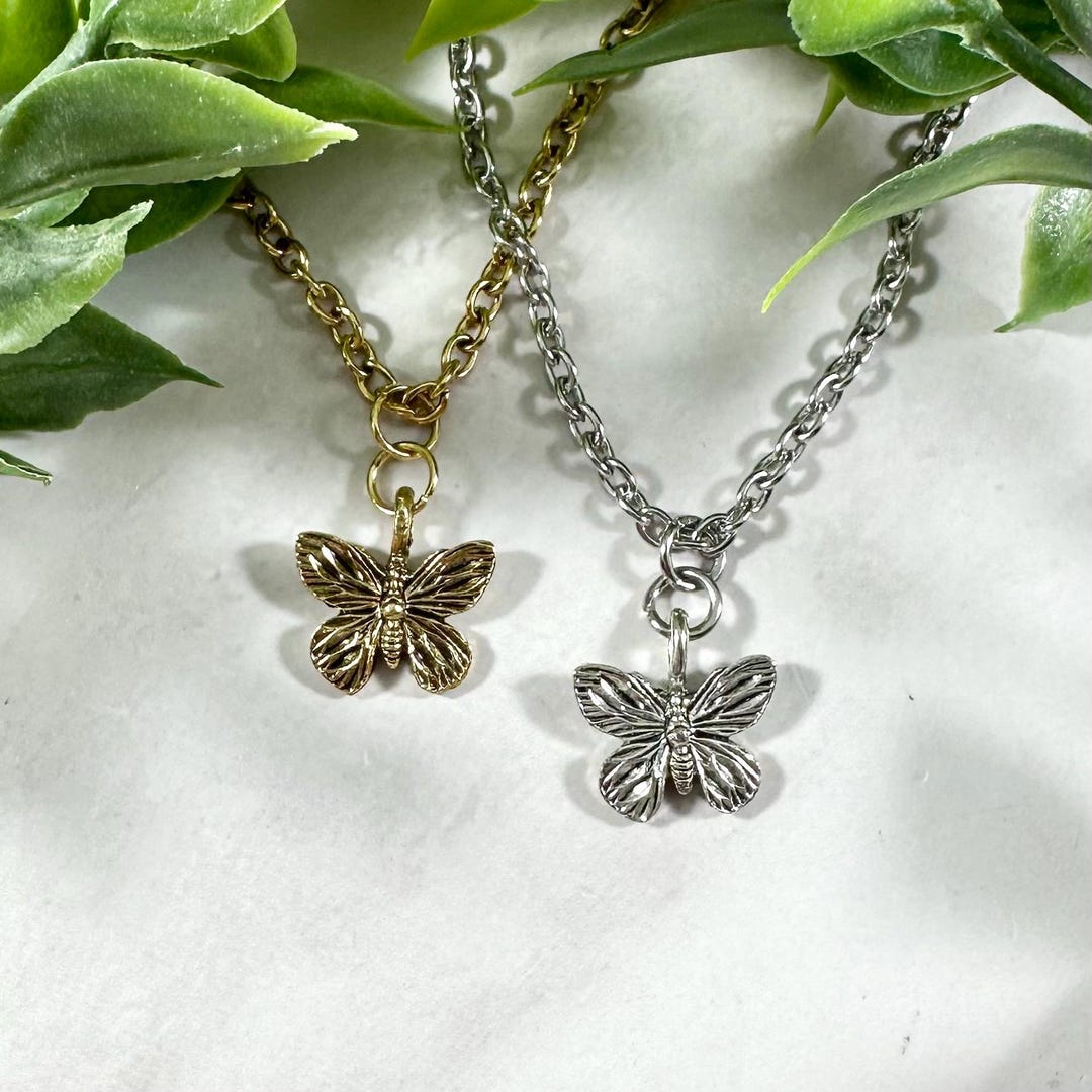 Psyche Butterfly Necklace - Silver or 14k Gold Plated, Greek Goddess of ...