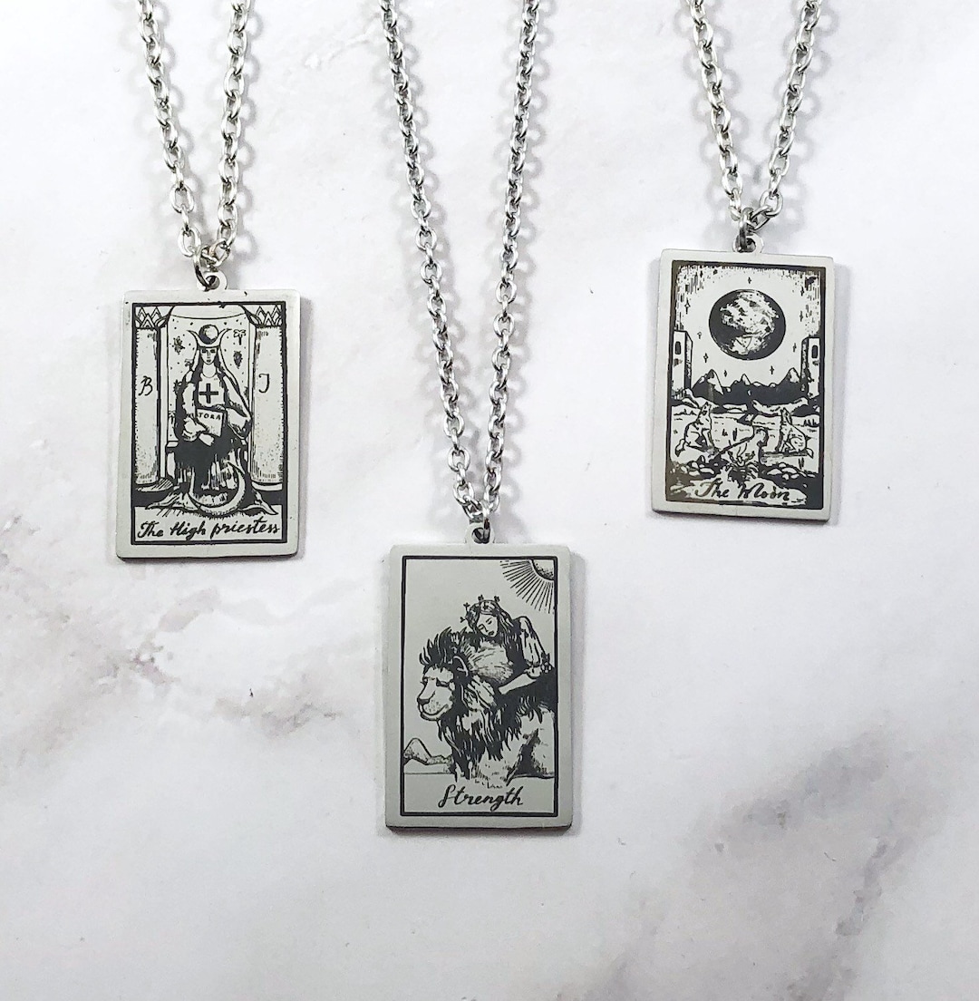 Tarot Card Pendant Necklace, Stainless Steel, Witchy Jewelry - Etsy