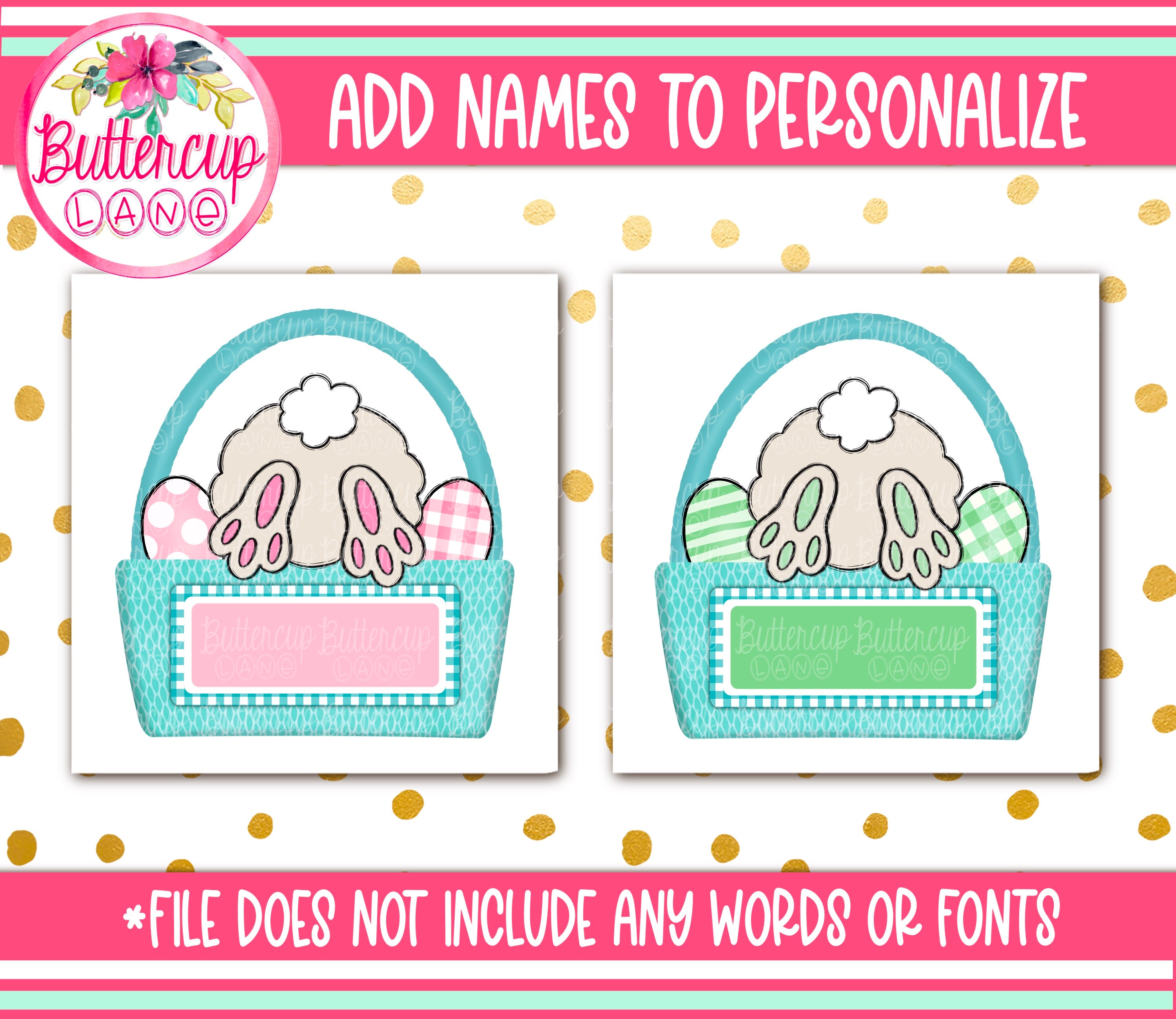 Bunny Easter Basket Kids Name Box PNG Bundle / Girl Name / Boy Name ...