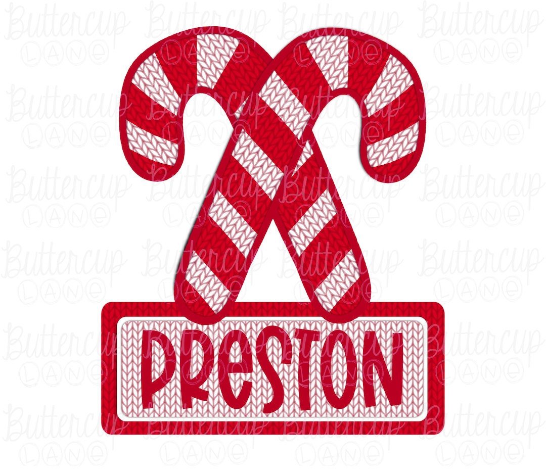 Boy Name Knit Candy Cane Christmas PNG / Add Name / Personalized ...