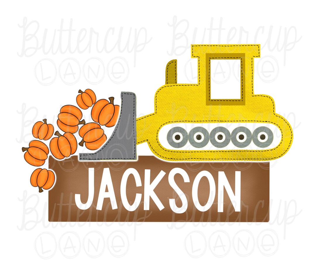 Pumpkin Bulldozer PNG / Boy Fall Bulldozer / Personalized / Add Name ...