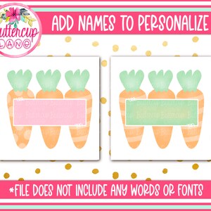 Carrots Easter Kids Name Box PNG Bundle / Girl Name / Boy Name ...