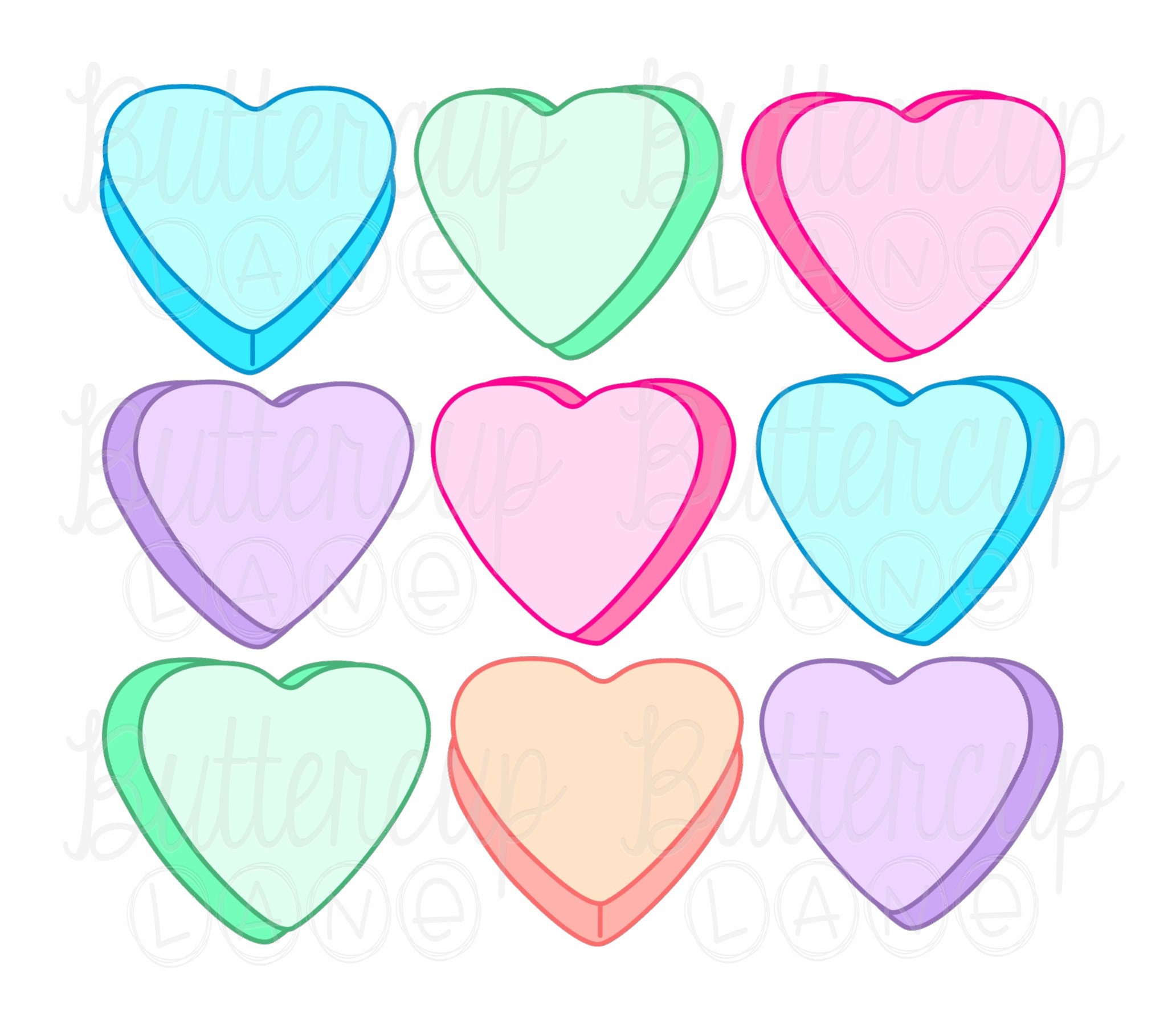 Valentines PNG / Candy Hearts / Conversation Hearts / Digital Download ...