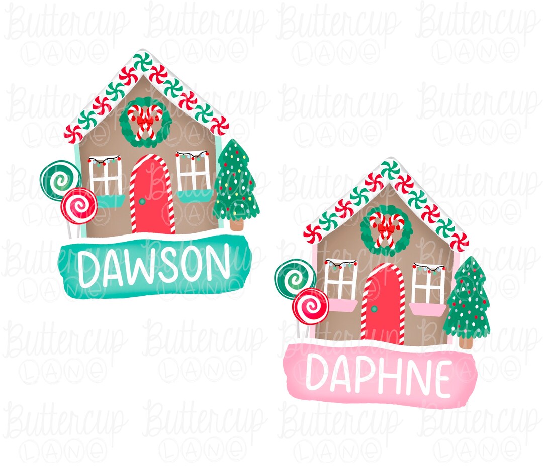 Boy and Girl Name Gingerbread House PNG Bundle / Add Name / Boy and ...
