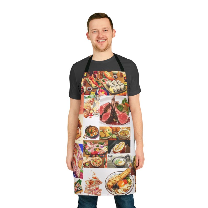 Apron, Anime Food Collage Yummy, Cute Cooking Kitchen Apron, Colorful ...